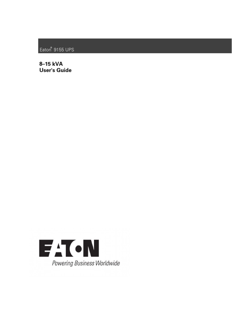 8-15 kVA User's Guide: Eaton 9155 UPS | PDF | Electric Power ...