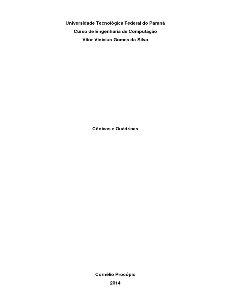 UTFPR - GA - Conicas e Quadricas | PDF | Elipse | Variedade (Matemática)