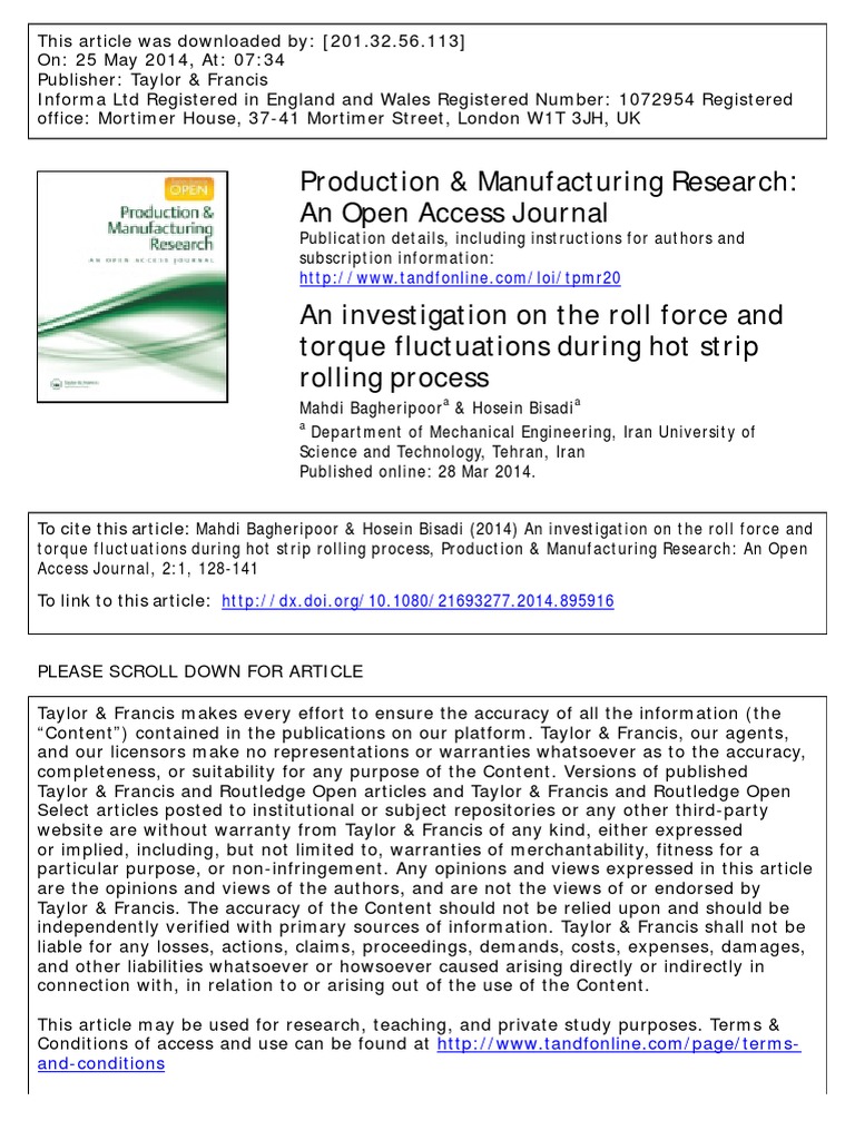 An Investigation On The Roll Force and Torque Fluctuations During Hot ...
