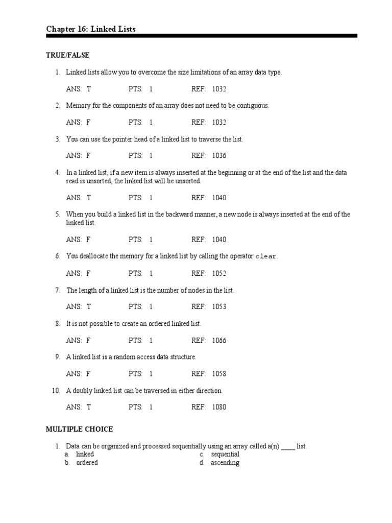 Malik Chapter 16 Quiz Pdf Pointer Computer Programming Constructor Object Oriented