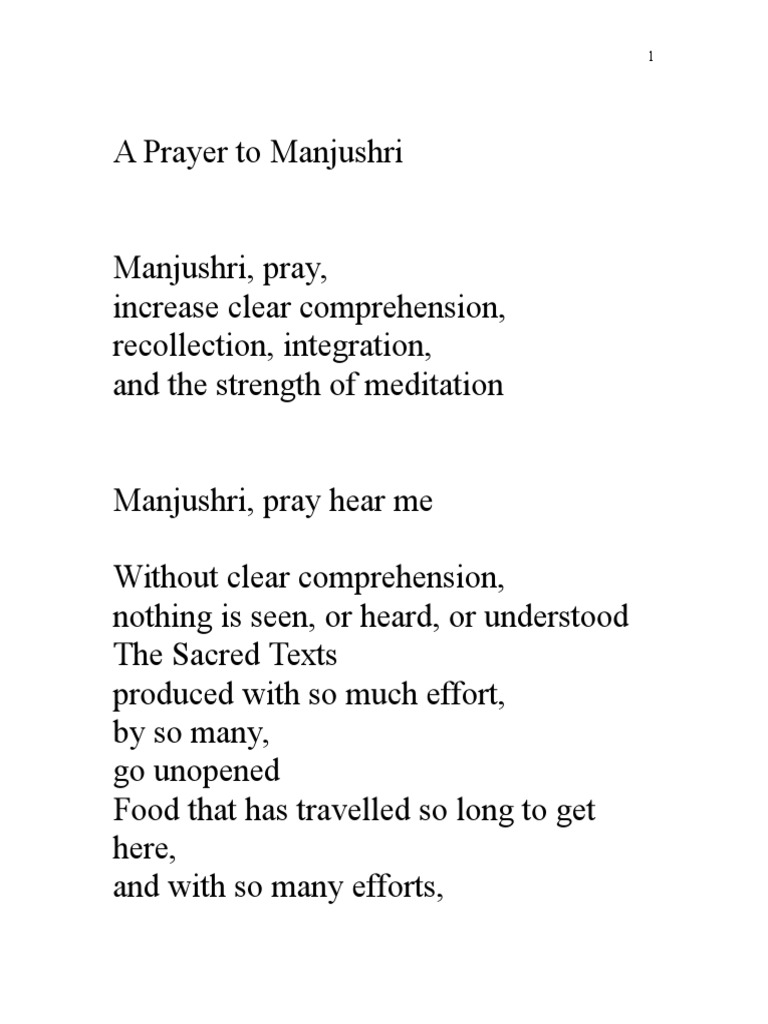 A Prayer To Manjushri | PDF | Prayer | Meditation
