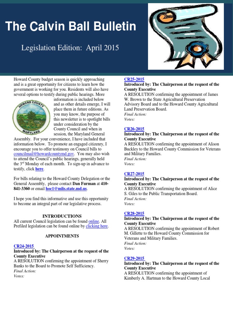 The Calvin Ball Bulletin Legislative Edition April 2015 | PDF | United ...