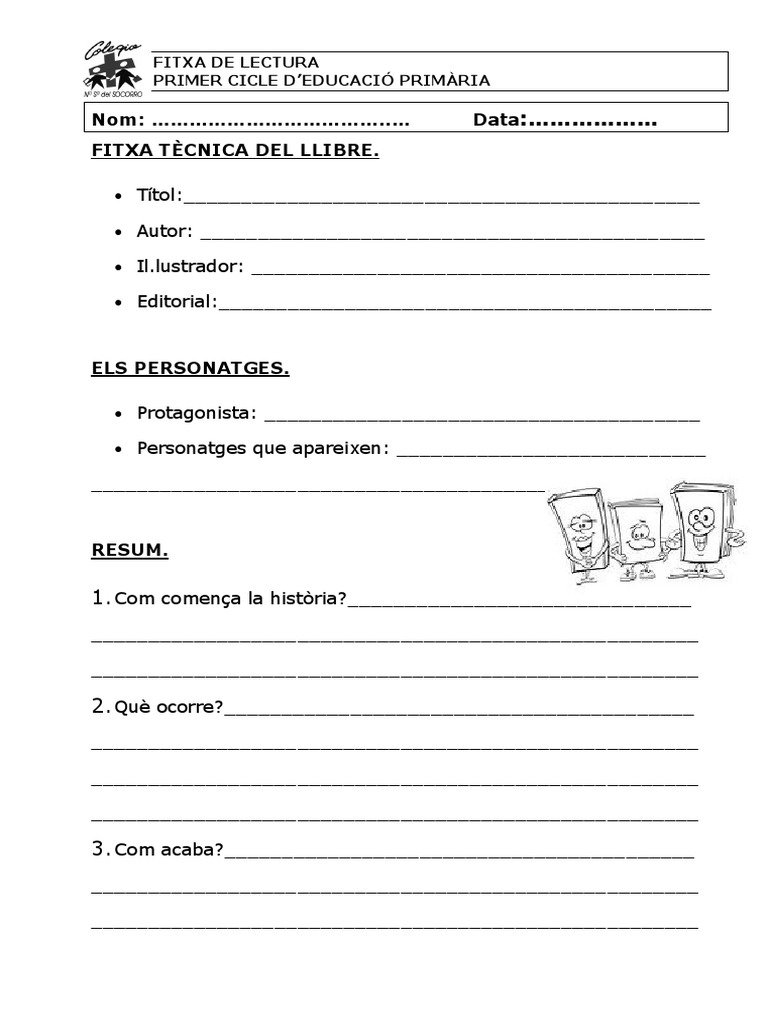 Fitxa Del Llibre Primer Cicle Primaria