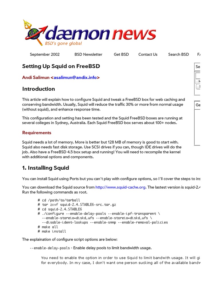 Setting USetting Up Squid On FreeBSD | PDF | Proxy Server | Computer Data