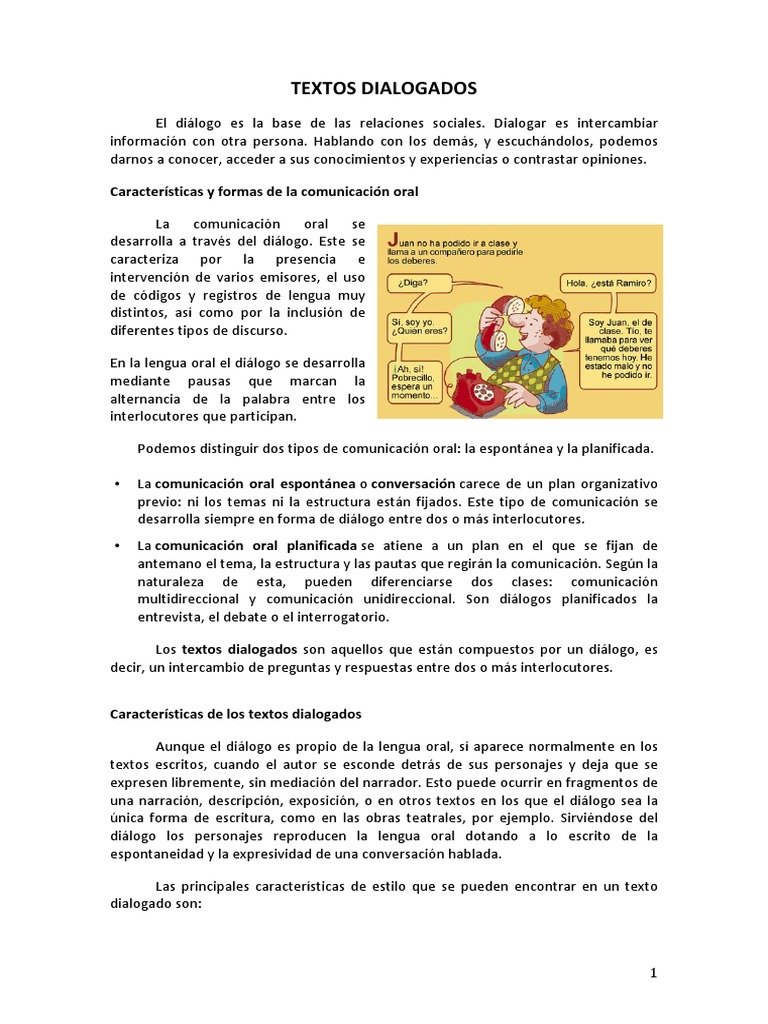 TEXTOS DIALOGADOS | Diálogo | Conversacion