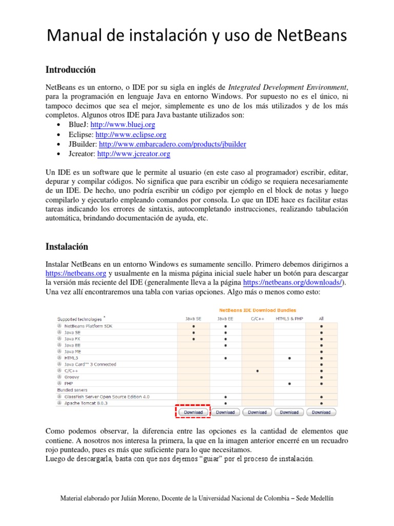 Manual de Instalacion de NetBeans | PDF | Entorno de desarrollo ...