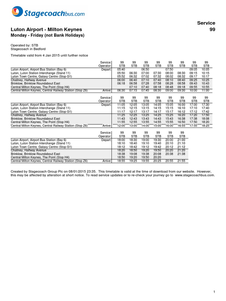 Milton Keynes - Luton Airport | PDF | Bus Transport | Land Transport