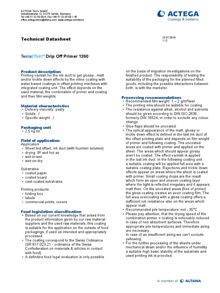 TerraEffekt Drip Off Primer 1260 | PDF | Varnish | Ink