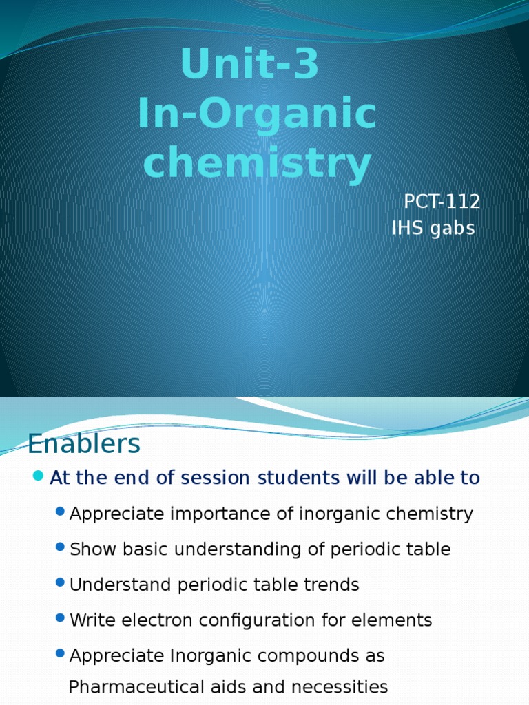 Inorganic Chemistry for Students | PDF | Periodic Table | Electron ...