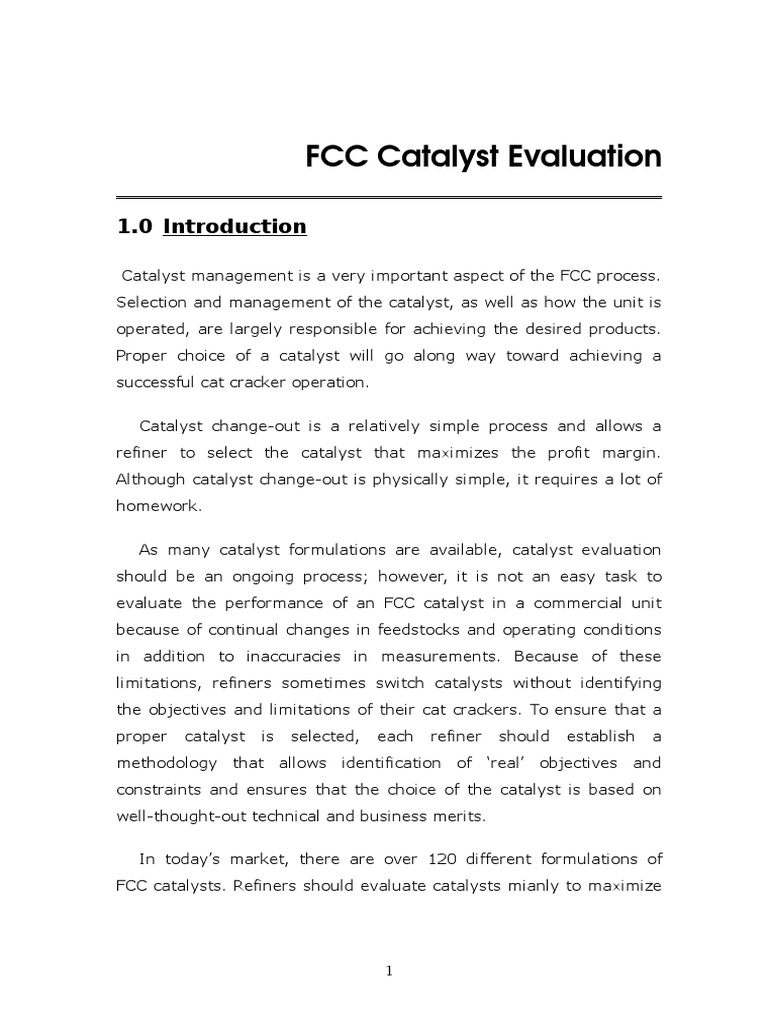 FCC Catalyst Evaluation | PDF | Gas Chromatography | Catalysis