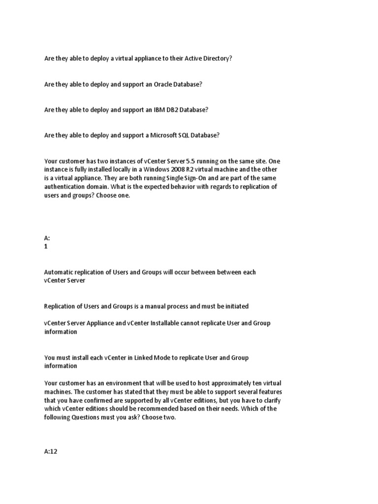 VTSP 5.5 Questions and Answers | PDF | Virtual Machine | Databases