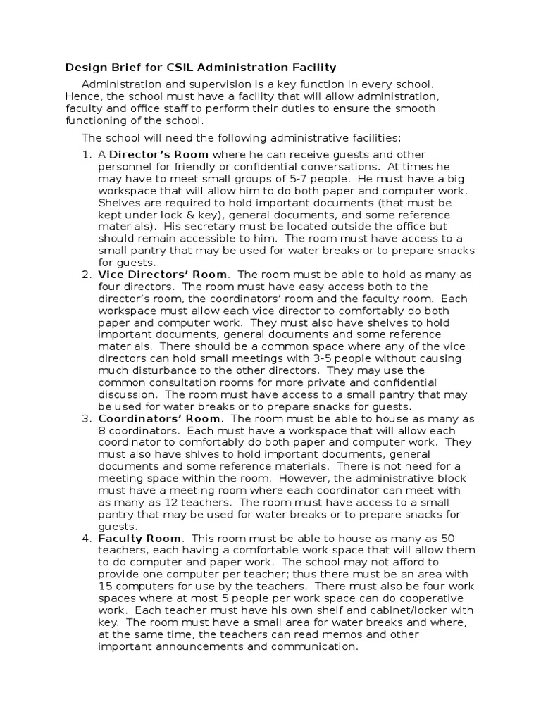 Design Brief For Administration Facility | PDF | Software | Computing