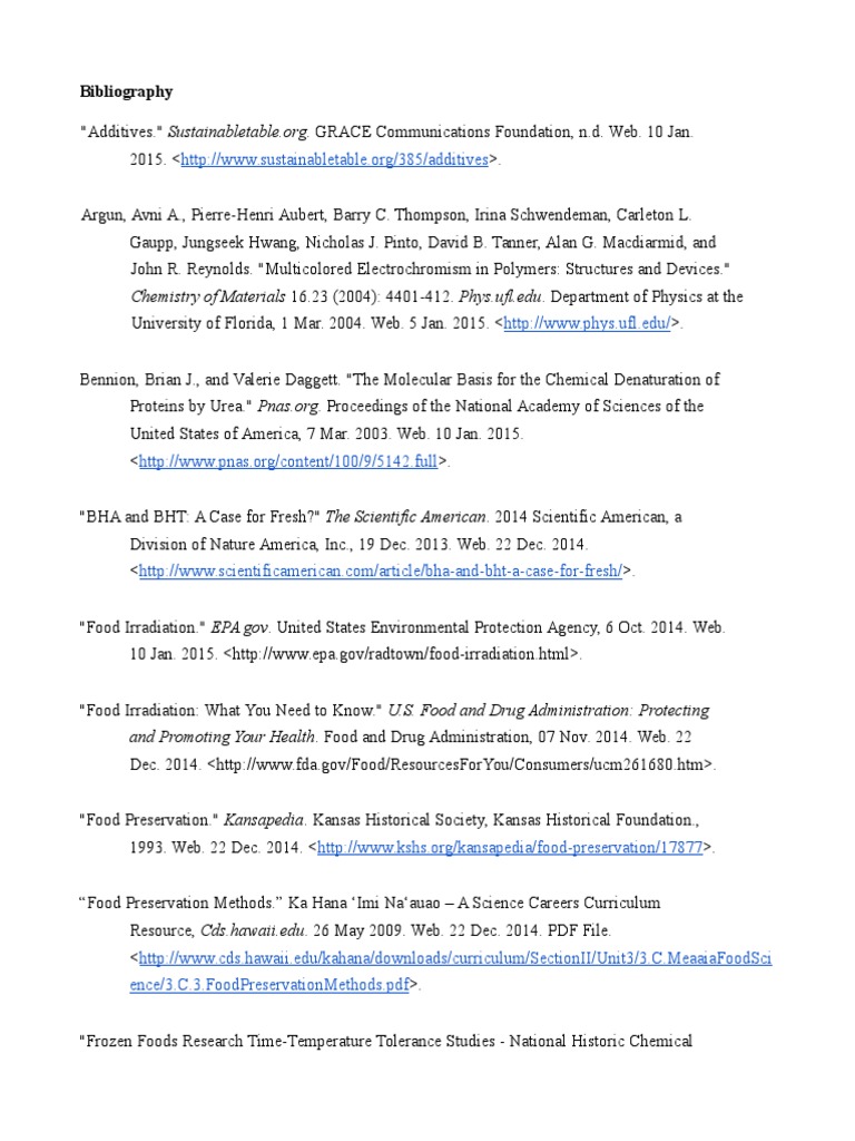 Survival of the Freshest: Preservation of Organic Food Bibliography ...