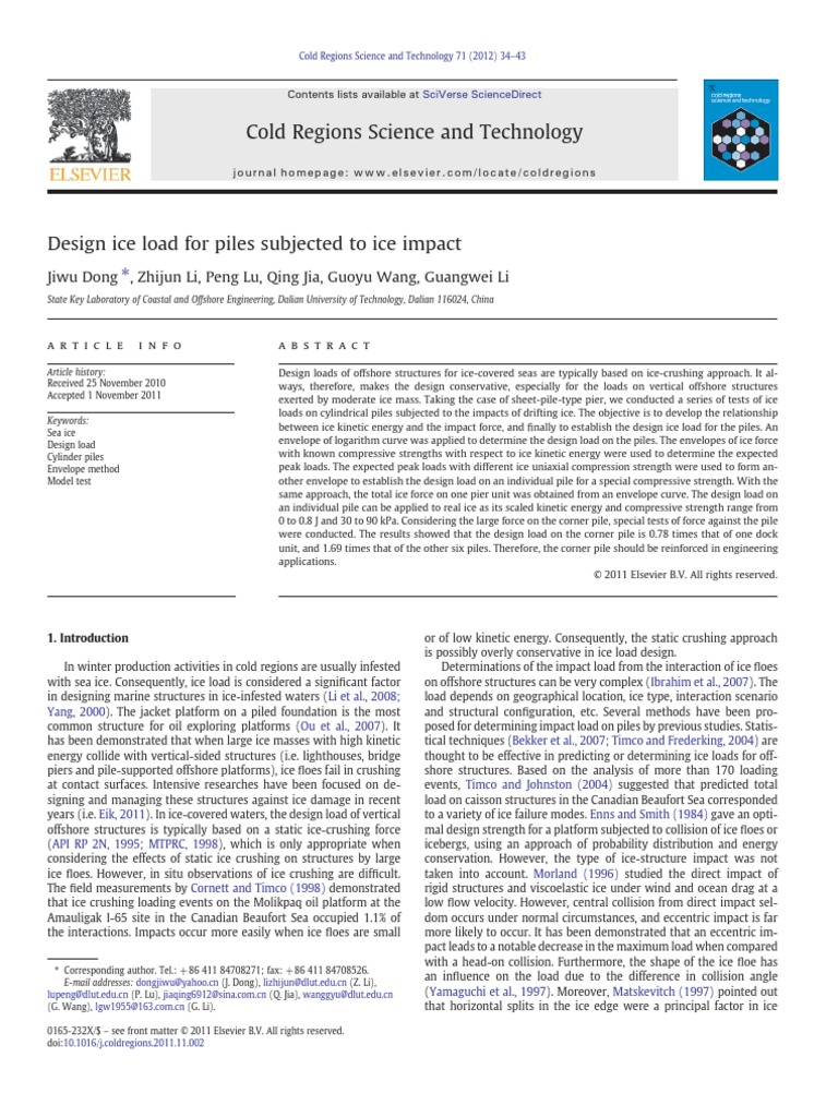 Design Ice Loads For Piles | PDF | Structural Load | Strength Of Materials