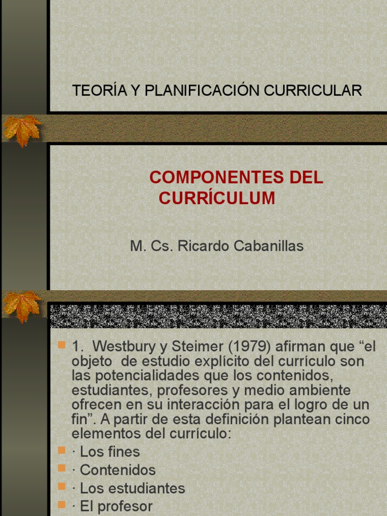 Componentes Del Curriculum | PDF | Plan de estudios | Planificación