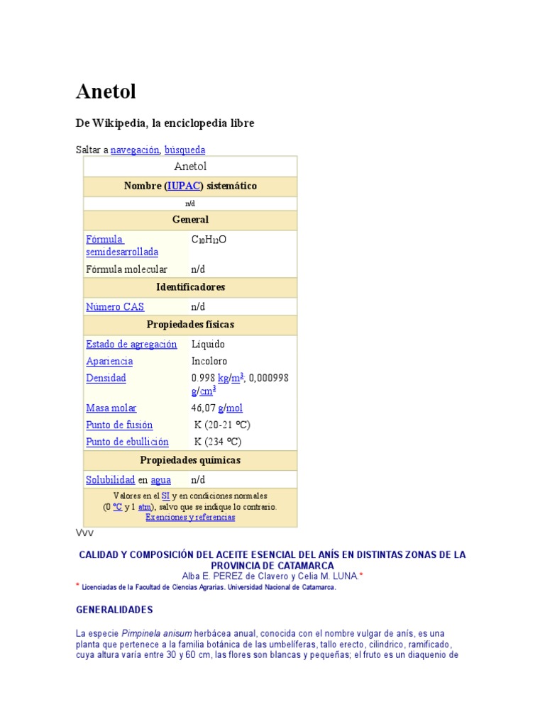 Anetol | PDF | Ron | Ciencias fisicas