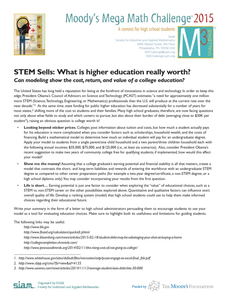 Moody Math Challenge 2015 Problem | PDF | Science, Technology ...