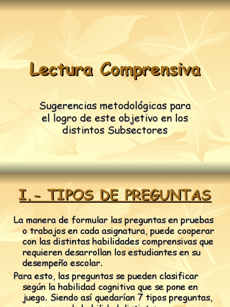 tipos de pregunta de comprensión de lectura | Palabra | Inferencia