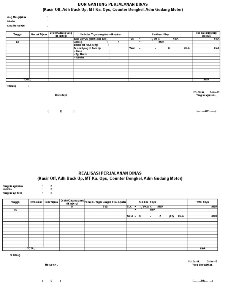 Bon Gantung, Realisasi, PD Rumus | PDF