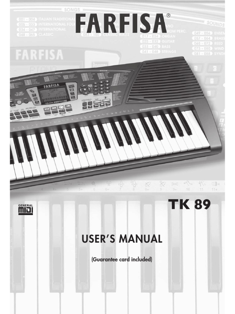 Farfisa TK 89 Synthesizer Owner Manual | PDF | Synthesizer | Piano