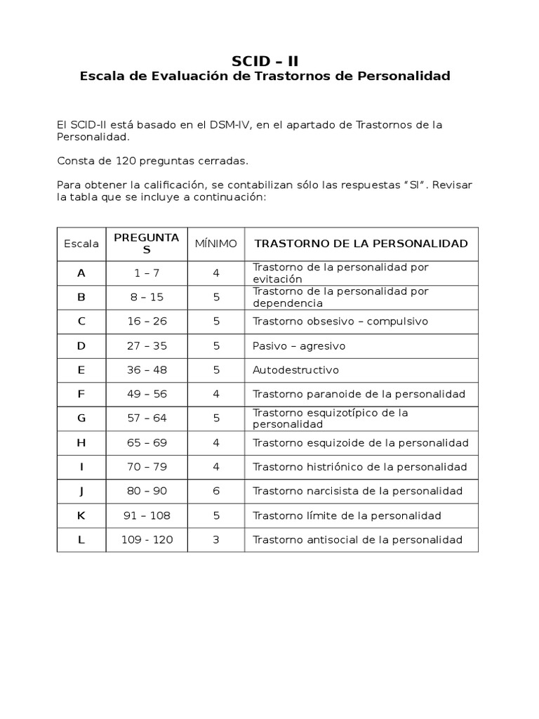 Scid Personalidad | PDF | Toma de decisiones | Psiquiatría