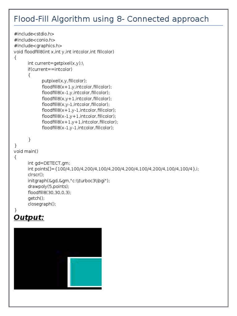 8-Connected Flood-Fill Algorithm in C | PDF | Teaching Methods & Materials