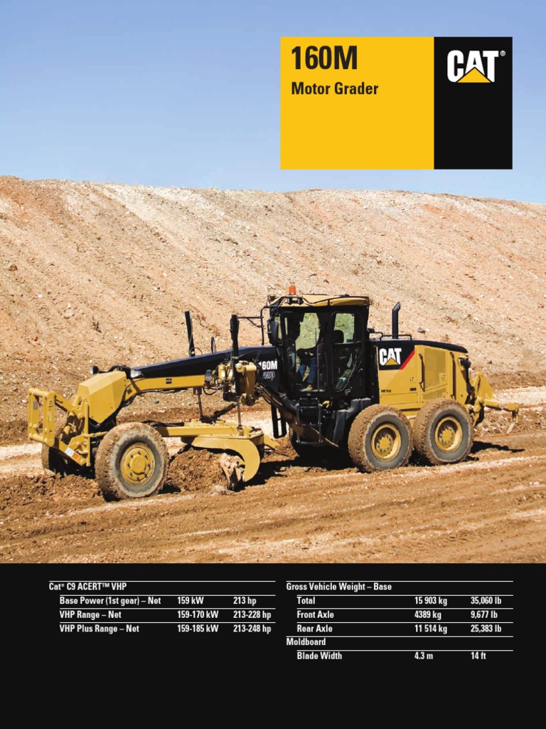 Caterpilar 160m Motor Grader | PDF | Transmission (Mechanics) | Engines