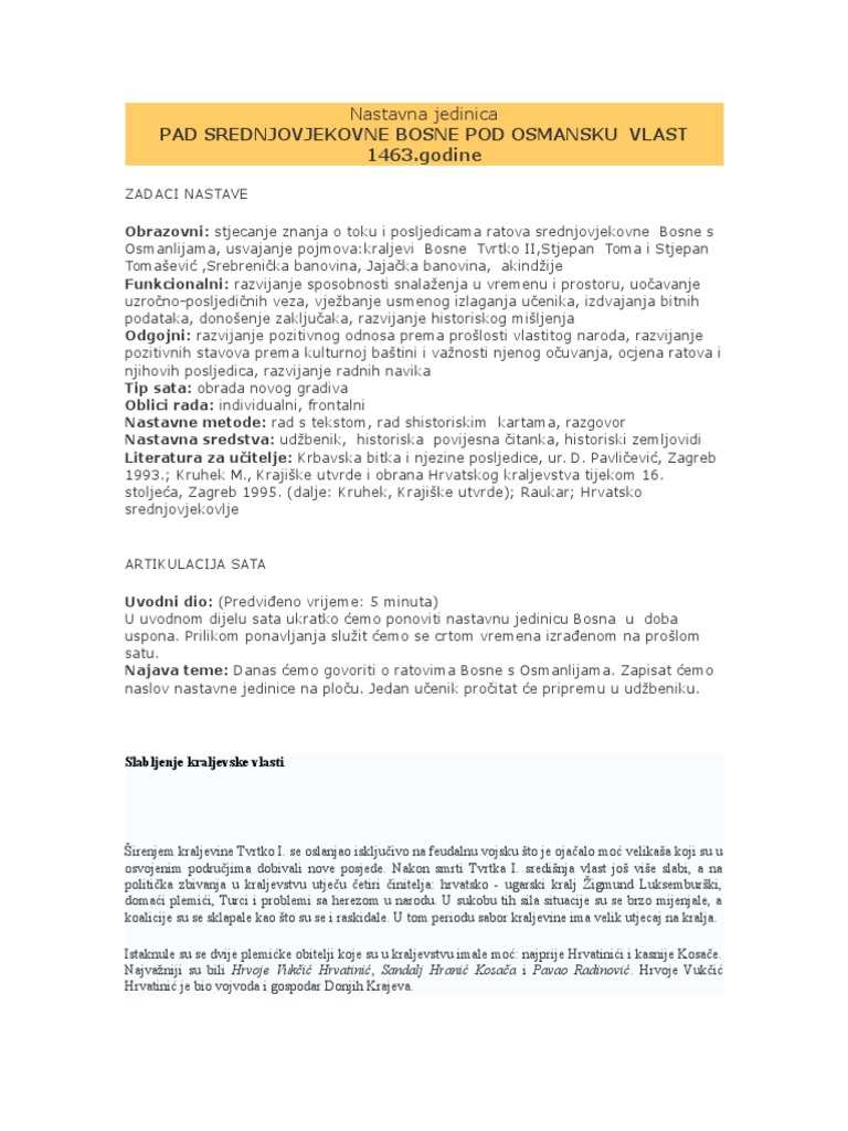 Pad Srednjovjekovne Bosne Pod Osmansku Vlast | PDF