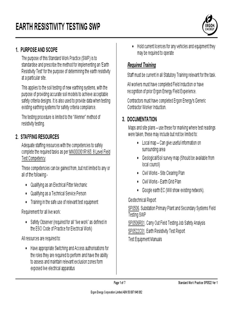 Soil Resistivity Procedure | PDF | Electrical Resistivity And ...