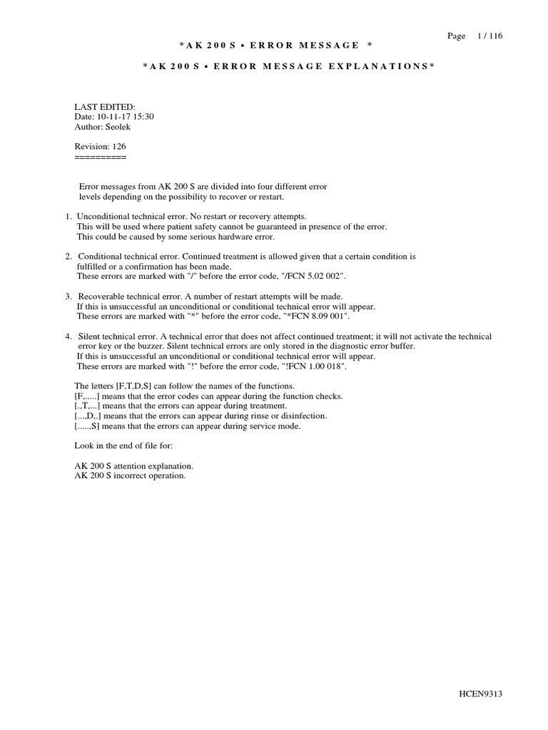 Gambro Ak 200 | PDF | Blood Pressure | Random Access Memory