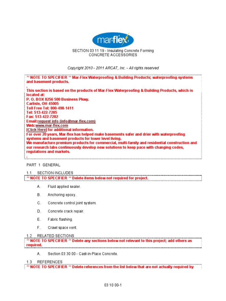 Concrete Accessories (Mar-Flex Waterproofing & Building Products) | PDF ...