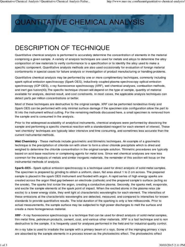 Quantitative Chemical Analysis Quantitative Chemical Analysis Failure ... Quantitative Chemical Analysis Quantitative Chemical Analysis Failure ...
