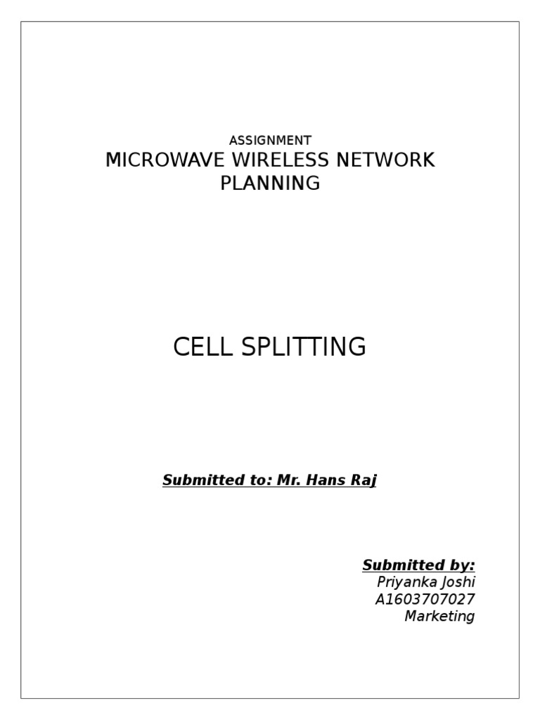 Cell Splitting: Microwave Wireless Network Planning | PDF | Cellular ...