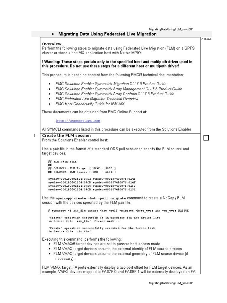 Aix - Mpio-Gpfs - 02 - FLM Migration | PDF | Computer File | Data