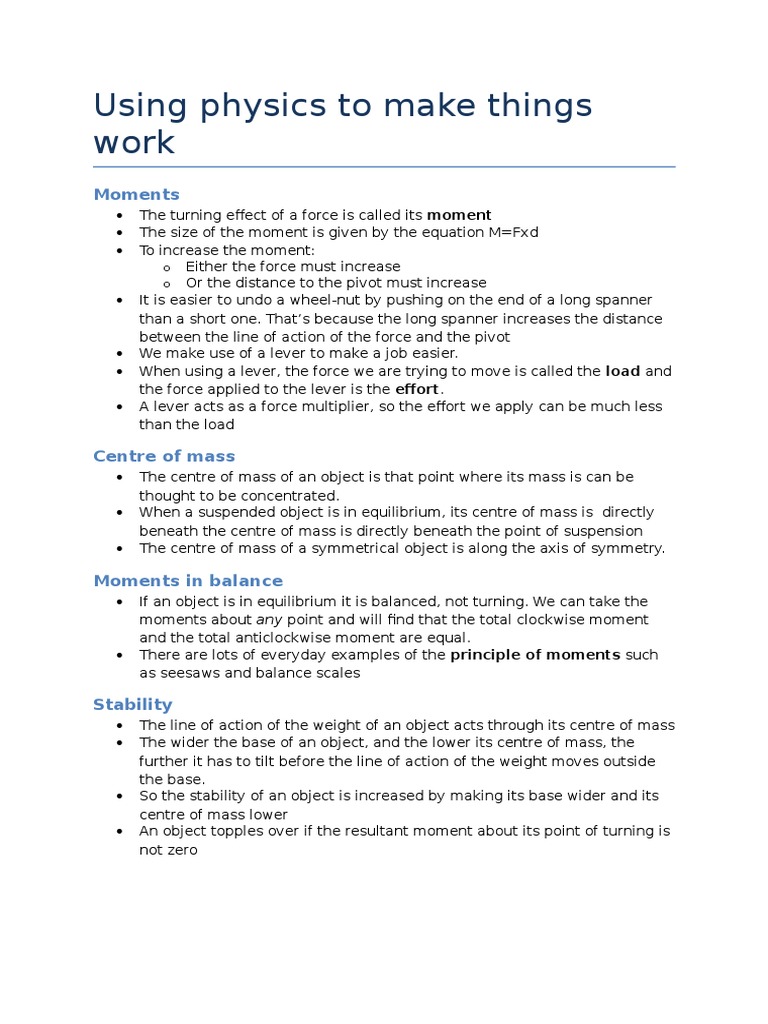 P3 - Using Physics To Make Things Work | PDF | Acceleration | Force