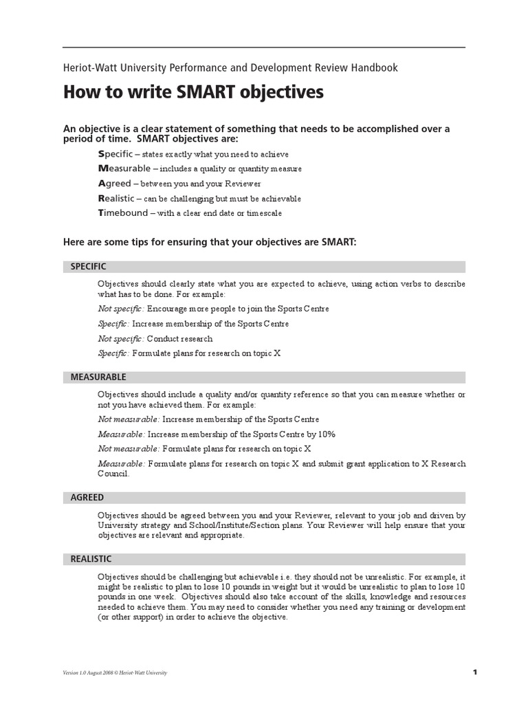 Writing Effective SMART Objectives | PDF | Business