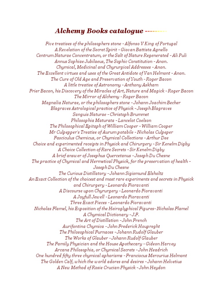 Alchemy Books Catalogue | PDF | Alchemy | Astrology
