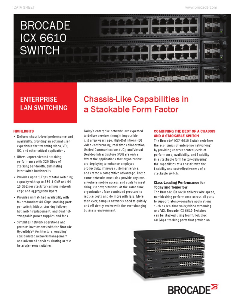 Brocade Icx 6610 Ds | PDF | Computer Network | Network Switch