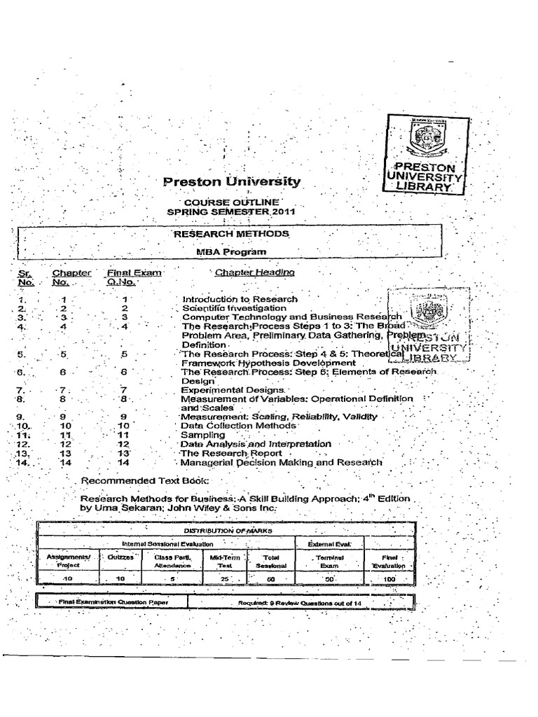 Research-Methods Course Outlines Preston University | Download Free PDF ...