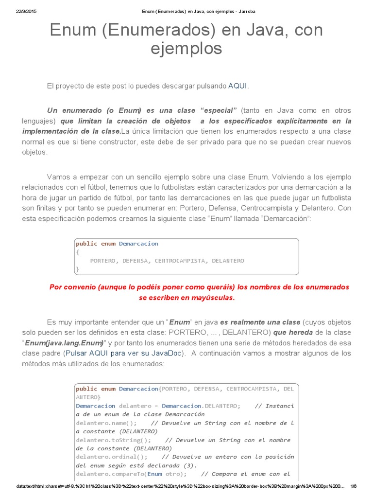 Enum Enumerados En Java Con Ejemplos Jarroba Descargar Gratis
