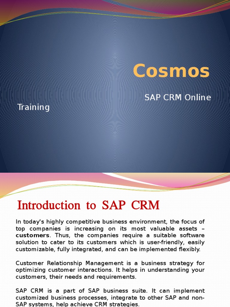 Cosmos Sap Crm Online Training Pdf Customer Relationship