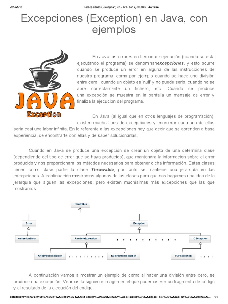 Excepciones (Exception) en Java, Con Ejemplos - Jarroba | PDF | Java (lenguaje de programación ...