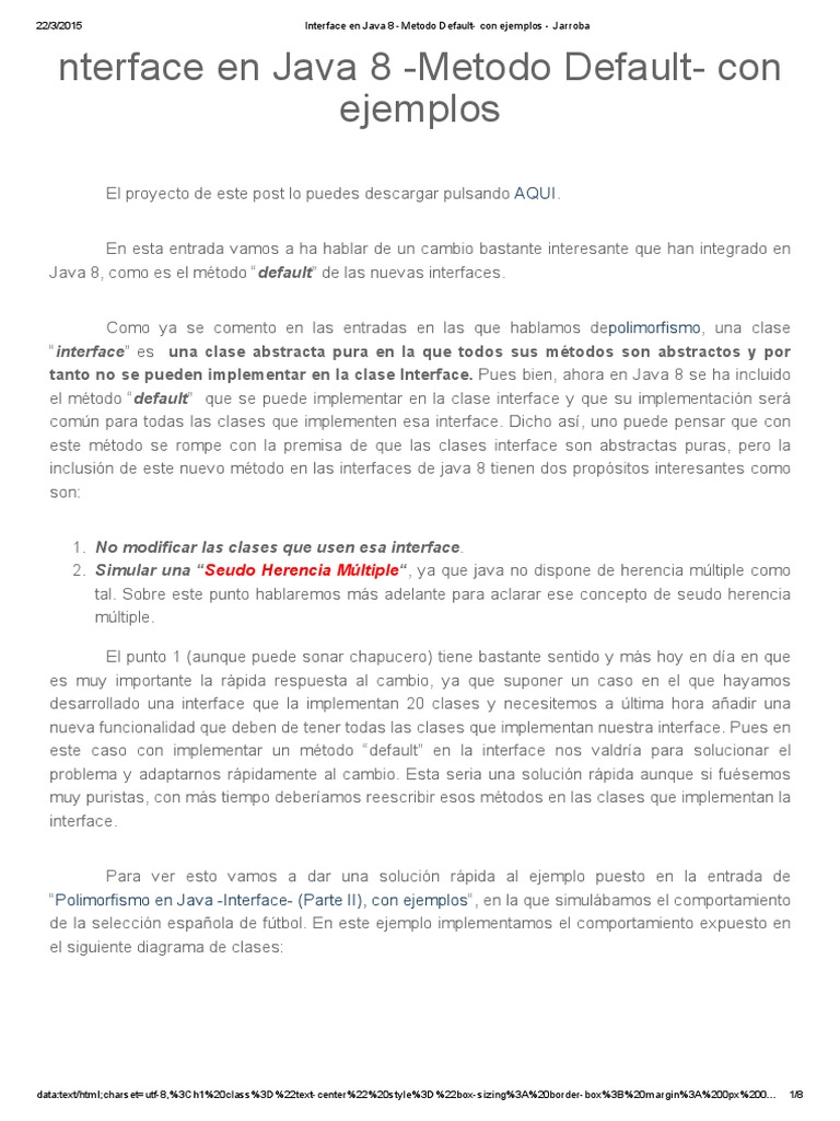 Interface en Java 8 - Metodo Default - Con Ejemplos - Jarroba | PDF ... Interface en Java 8 - Metodo Default - Con Ejemplos - Jarroba | PDF ...