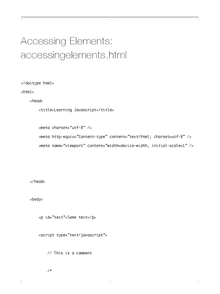 Accessing HTML Elements with JavaScript | PDF | Computers