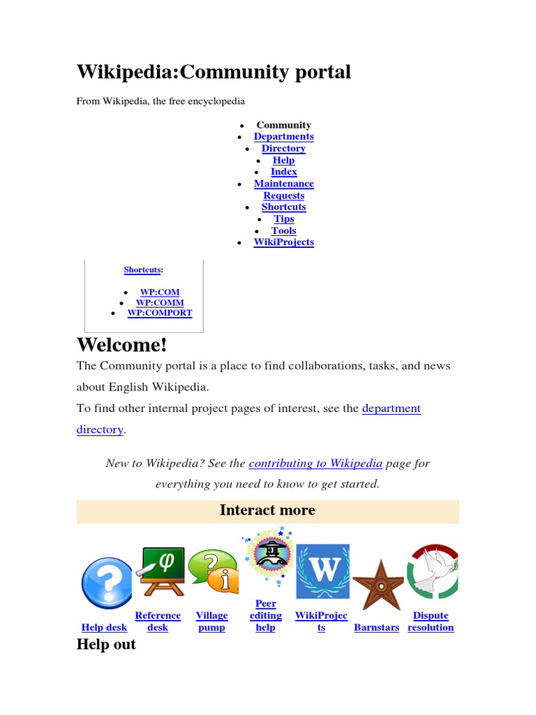 Wikipedia:Community Portal: Interact More | PDF | Wikipedia | Websites