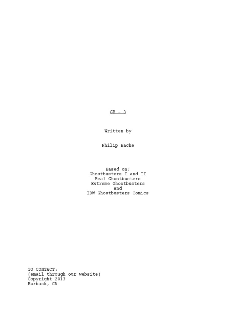 Ghostbusters 3 Fan Script | PDF | Leisure | Nature