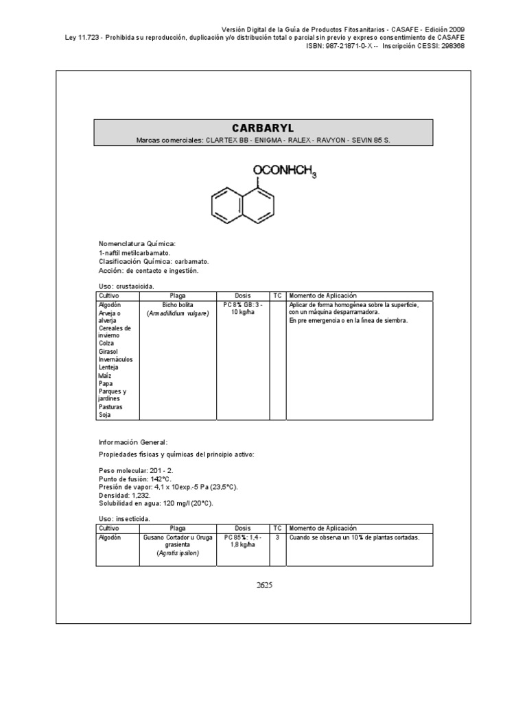 Guía de Uso de Carbaril en Cultivos | PDF | Plantas | Alimentos