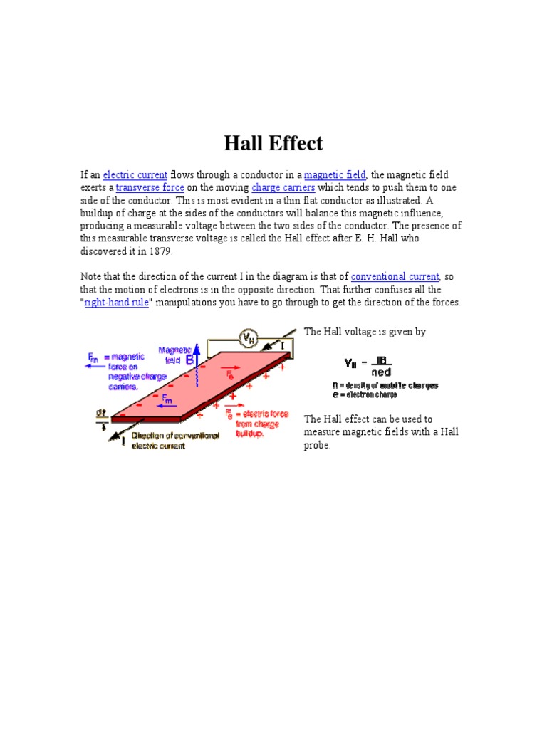 Hall Effect PDF | PDF | Magnetic Field | Electric Charge
