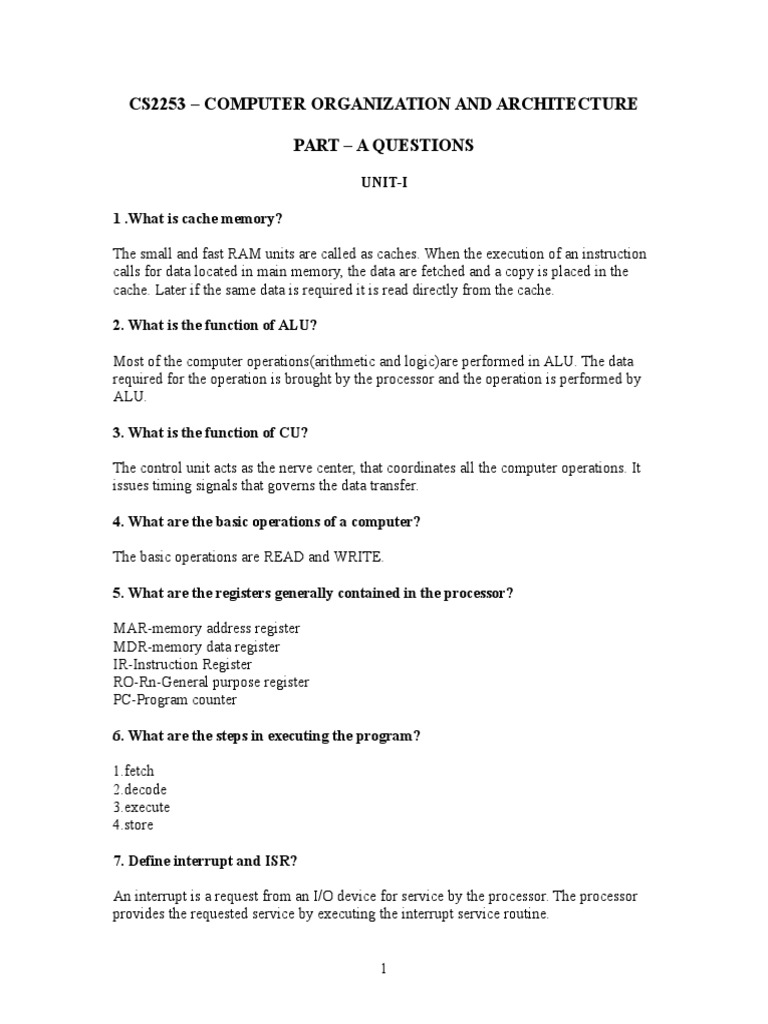 CS2253 - Computerorganization Architecture-Qb | PDF