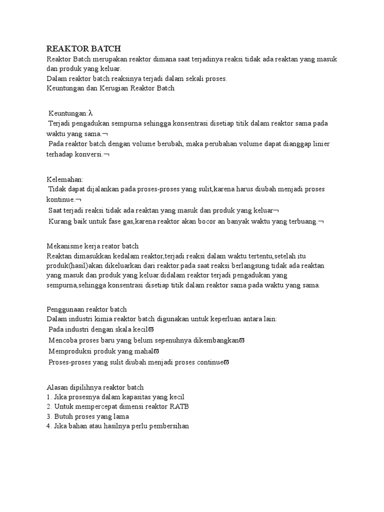 Reaktor Batch | PDF